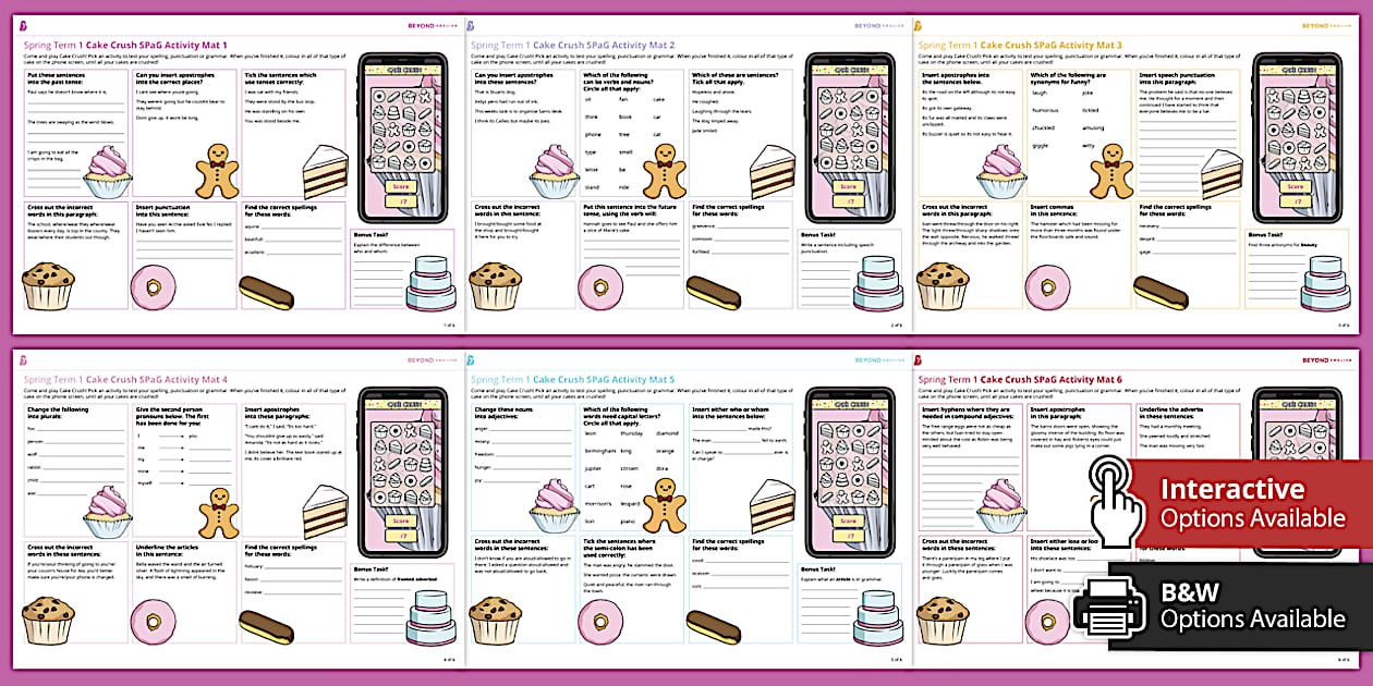 Spelling, Punctuation & Grammar Cake Crush Pack 3