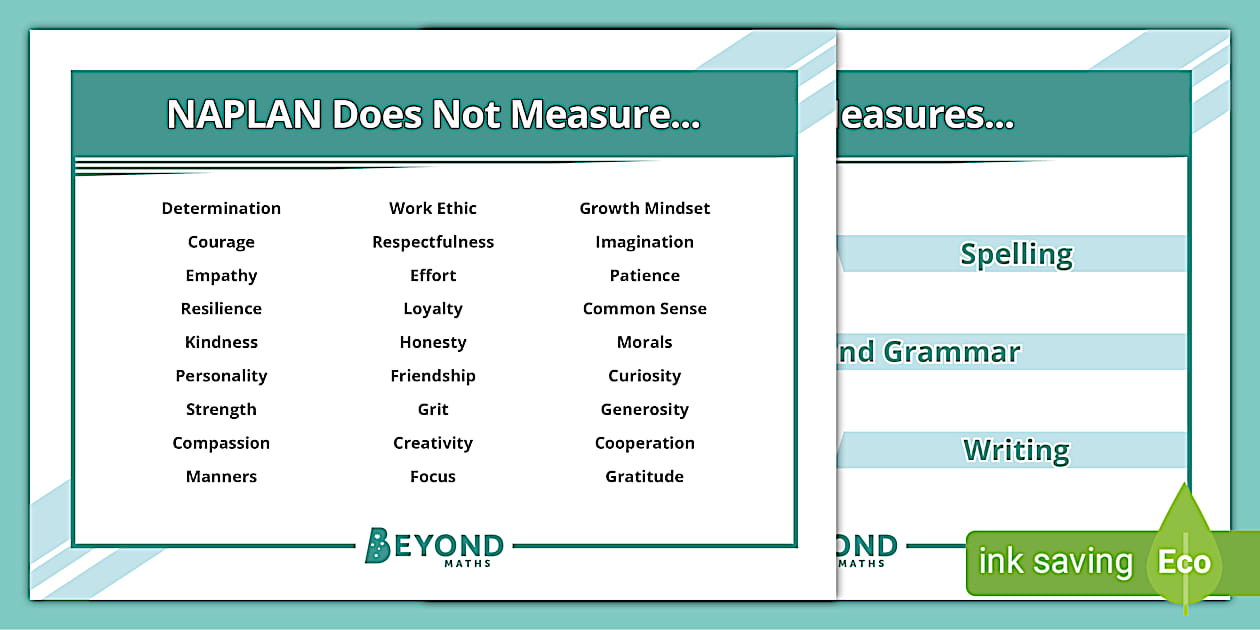 NAPLAN Does Not Measure Poster - Beyond Maths - Wellbeing