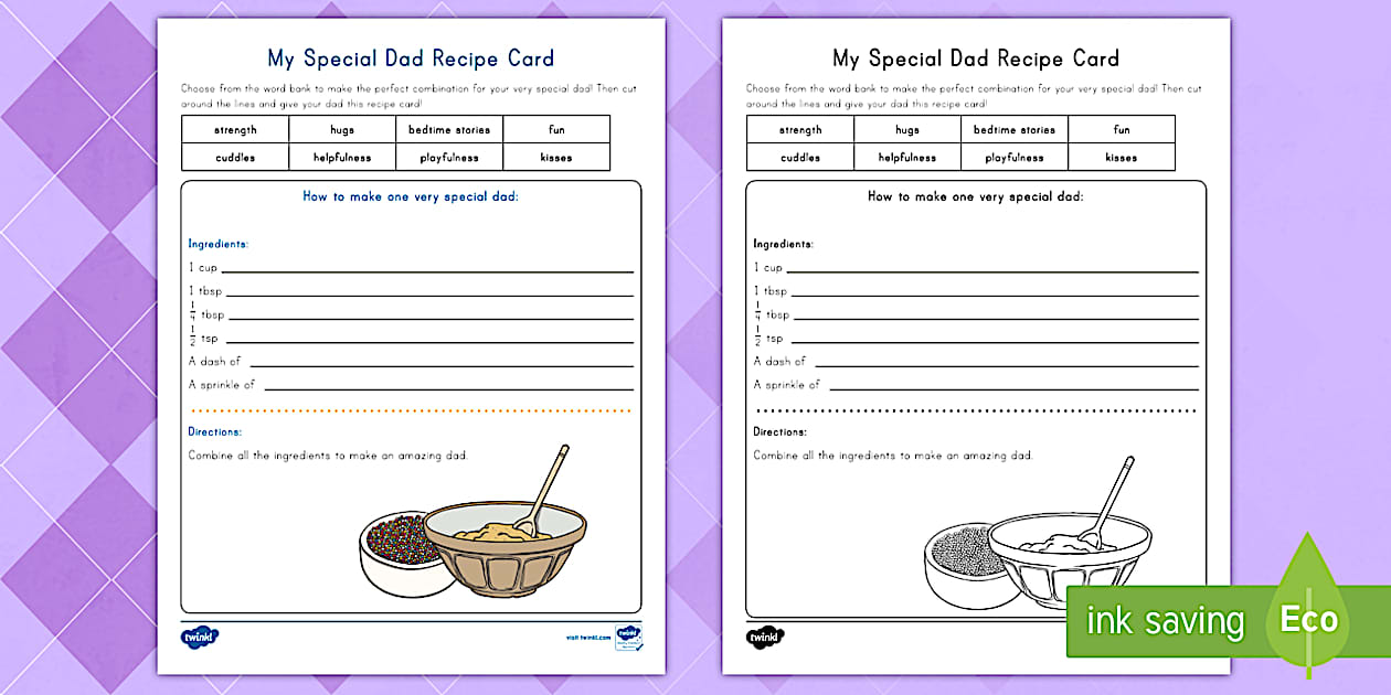 My Special Dad Recipe Card | Father’s Day | Twinkl USA