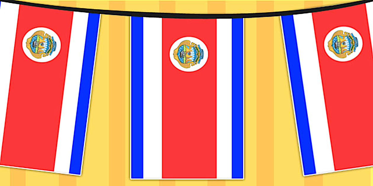 Costa Rica A4 Flag Bunting (teacher made) - Twinkl
