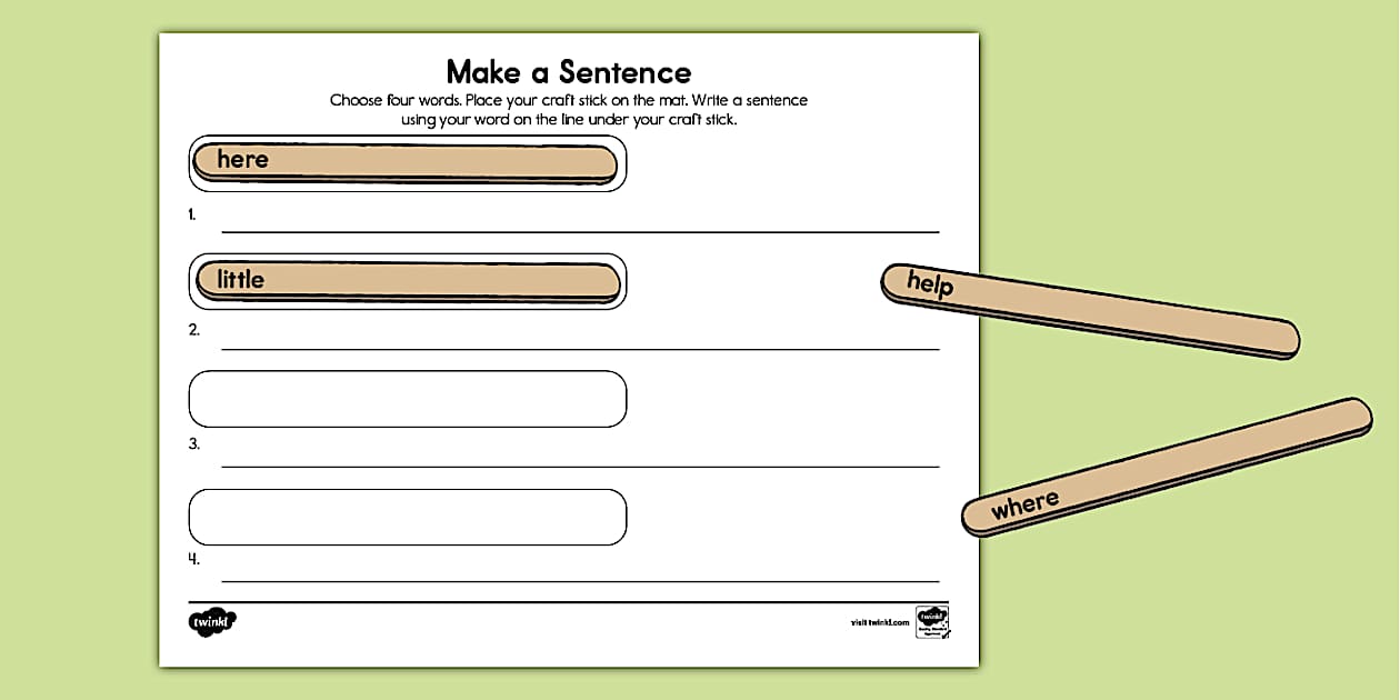 Craft Stick Make a Sentence Activity for K-2nd Grade
