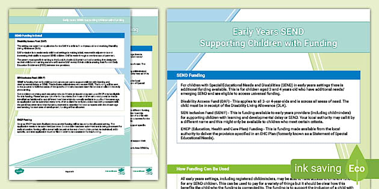 Early Years SEND Supporting Children with Funding - Twinkl