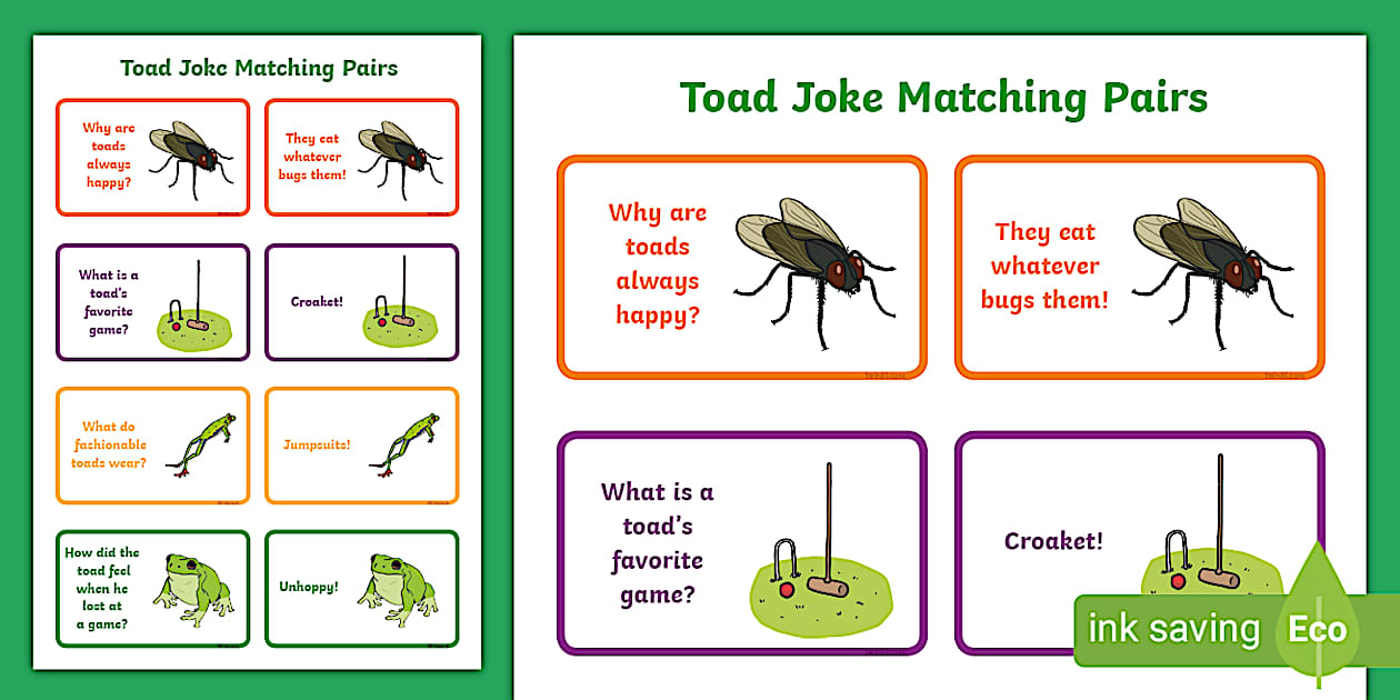 Toad Joke Matching Pairs (Teacher-Made) - Twinkl
