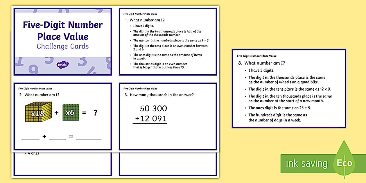 SA Five-Digit Place Value Challenge Cards (teacher made)