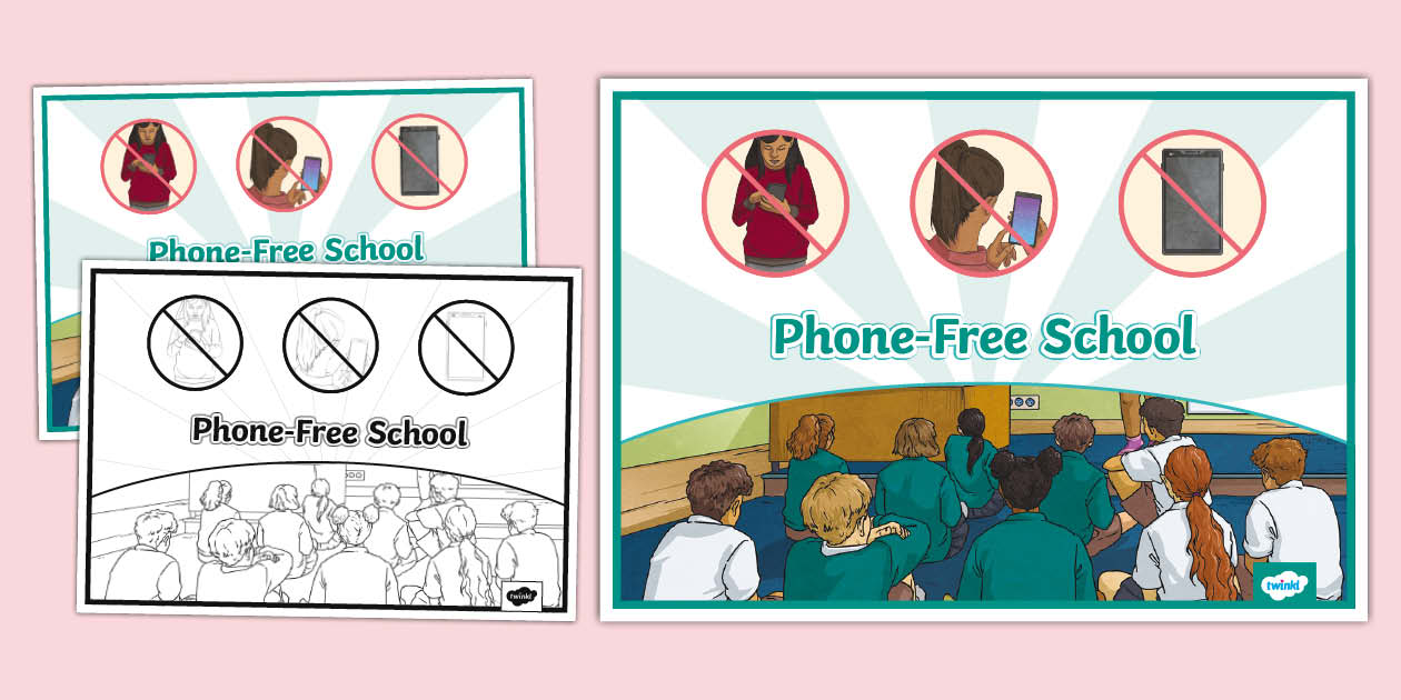 Phone-Free School Display Poster (teacher made) - Twinkl