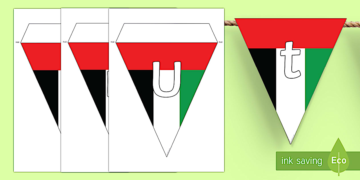 Editable UAE Flag National Day Display Bunting - Twinkl