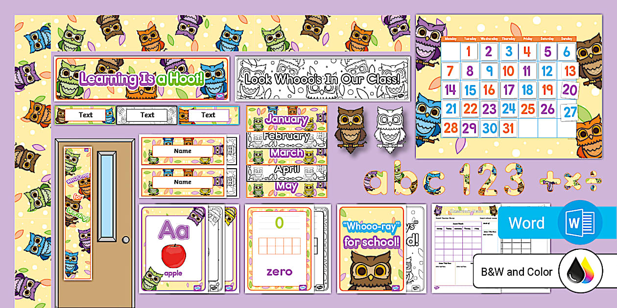 Adorable Owl Theme Classroom Decor Pack - Twinkl