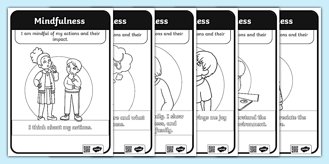 Values Colouring Pages - Mindfulness - Twinkl
