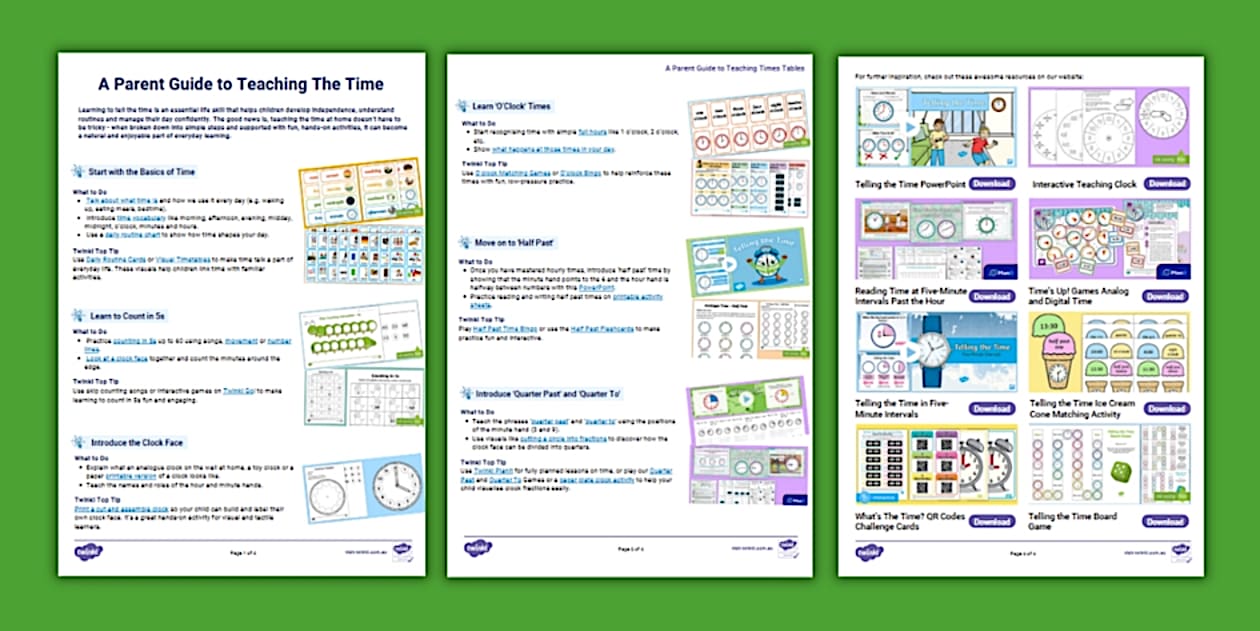 Free Parent Guide to Telling the Time - Maths