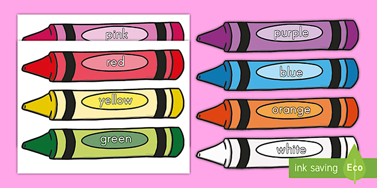 Color Words on Crayons Cutouts (l'enseignant a fait)
