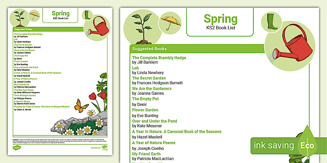 KS2 Spring-Themed Book List (Teacher-Made) - Twinkl