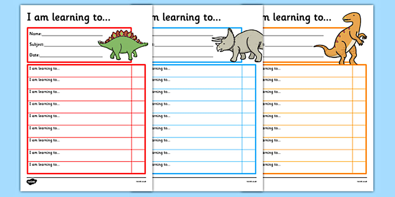 Editable Dinosaur Themed Target and Achievement Sheets