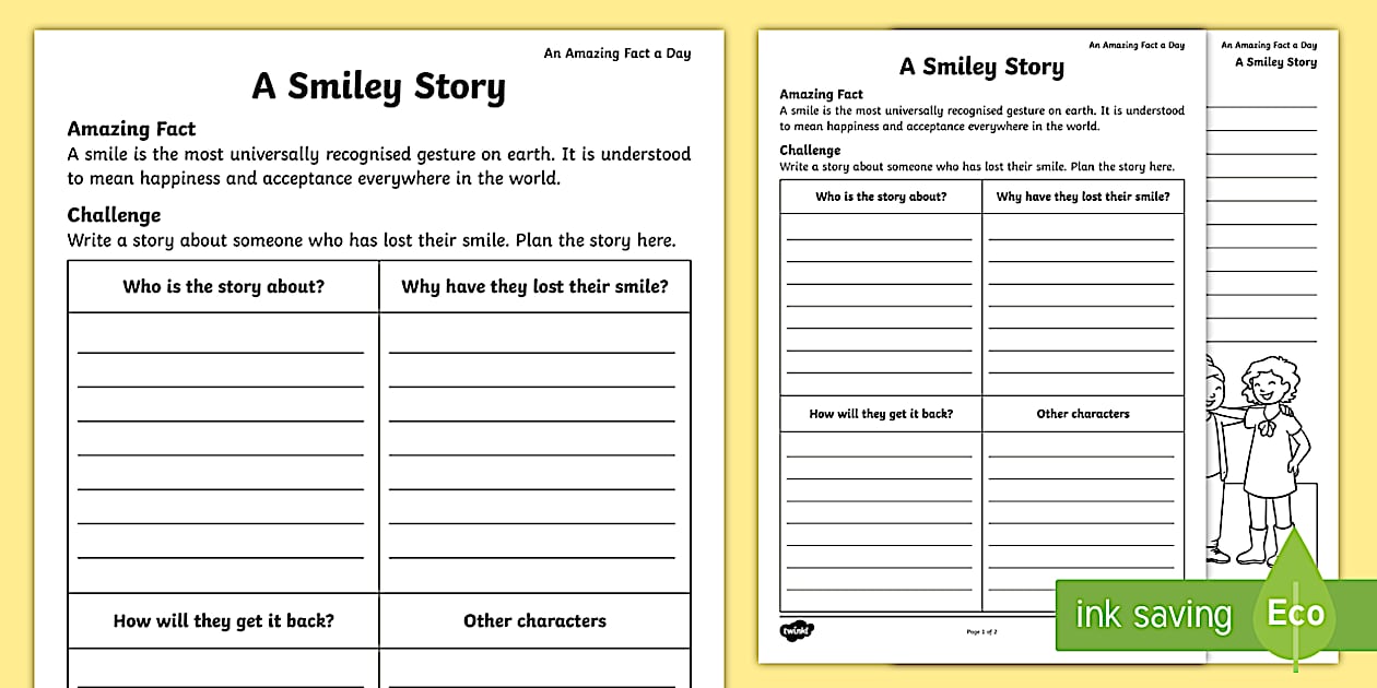 A Smiley Story Worksheet / Worksheet (Teacher-Made) - Twinkl