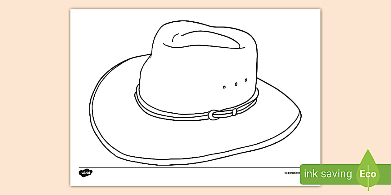 Safari Hat Colouring Page (teacher made) - Twinkl