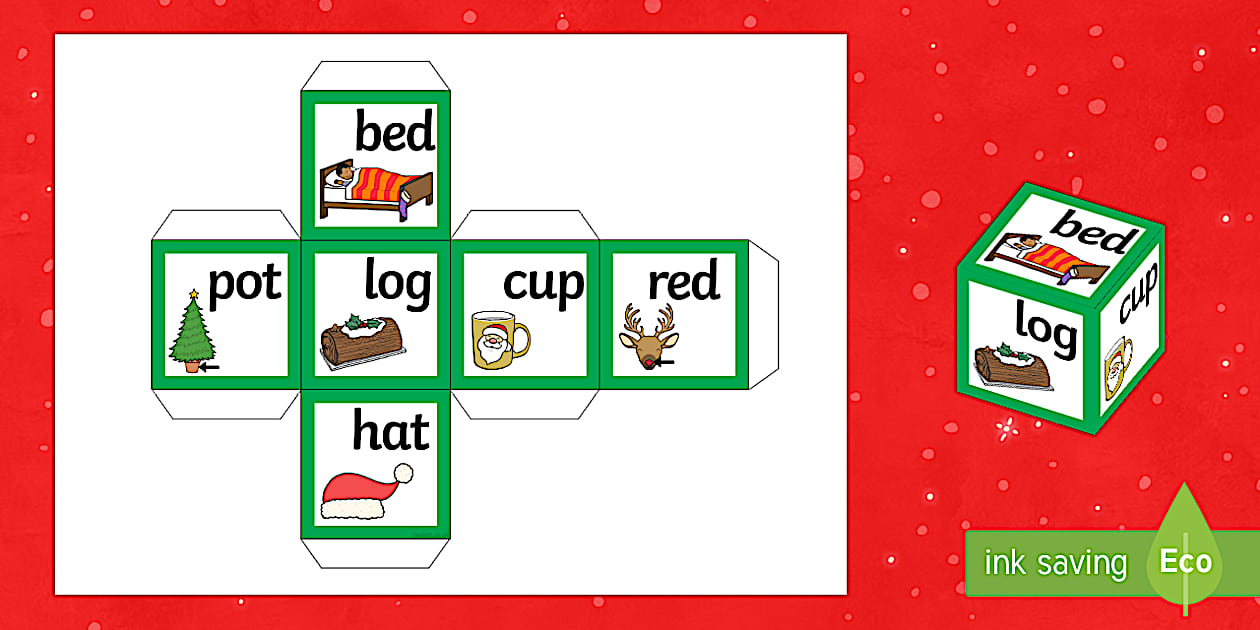 Editable Christmas CVC Words Dice (Hecho por educadores)