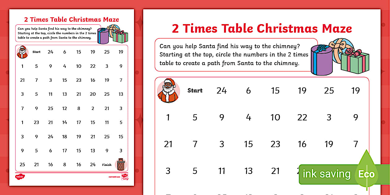 👉 2 Times Table Christmas Maze (Teacher-Made) - Twinkl