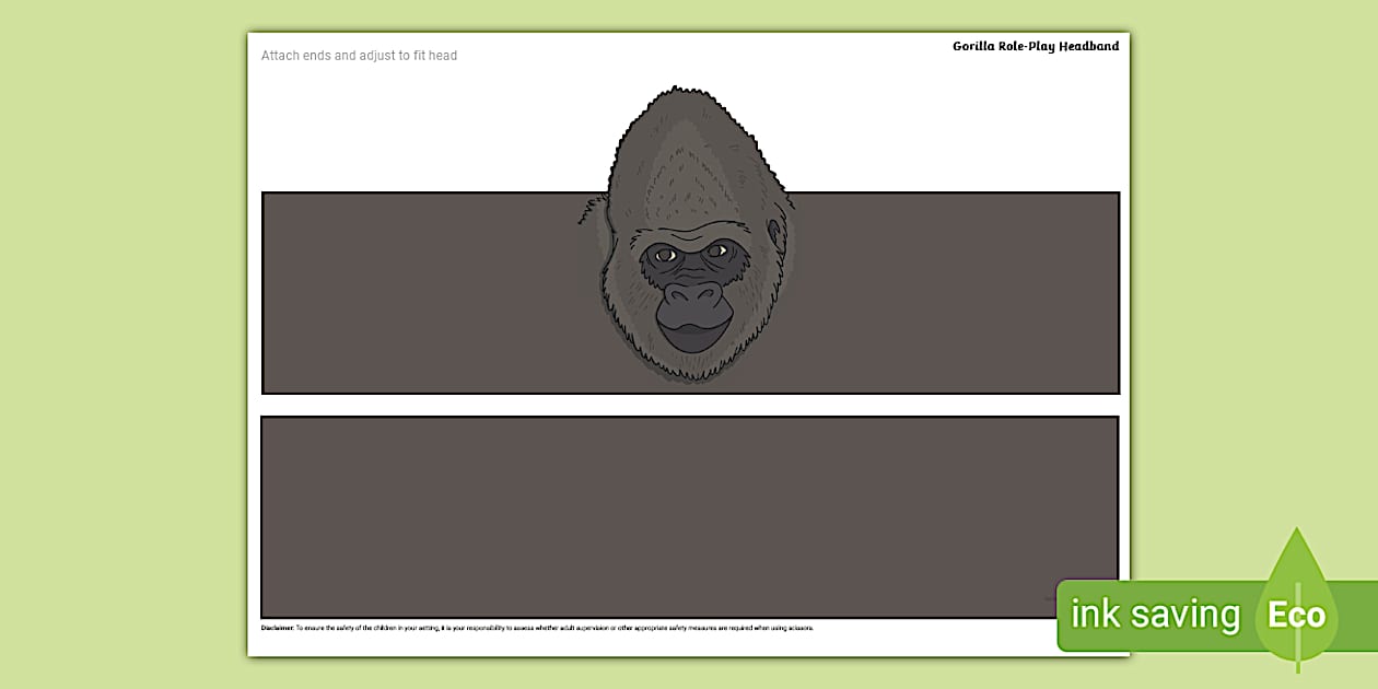 Gorilla Headband - Role Play - EYFS/KS1 - Twinkl