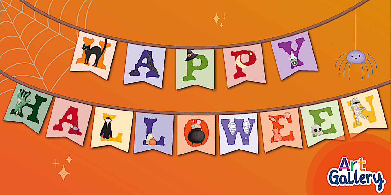 Happy Halloween Fun Typography Bunting | Twinkl Art Gallery