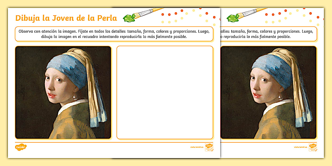 Ficha de actividad: La joven de la perla para colorear