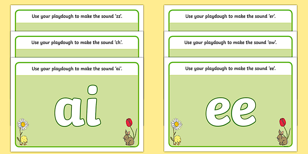 Springtime Themed Phase 3 Phoneme Playdough Mats - Twinkl