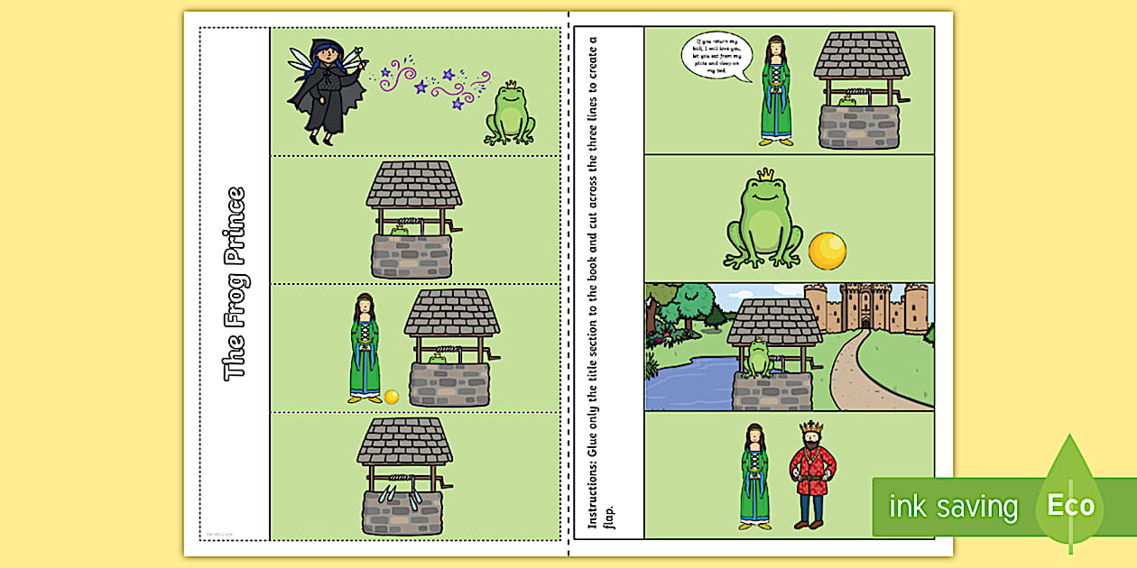 Black and White The Frog Prince Story Writing Flap Book