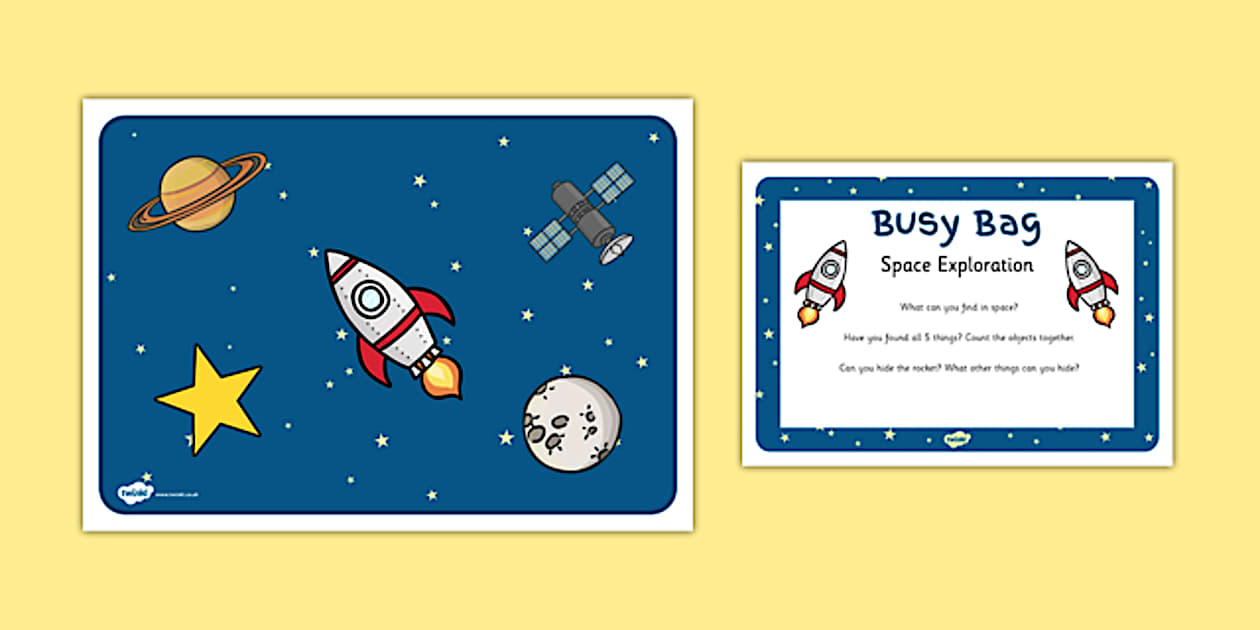 Space Exploration Activity Busy Bag Prompt Card and Resource Pack