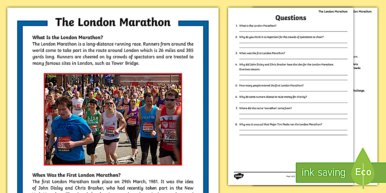 The London Marathon Differentiated Reading Comprehension Activity