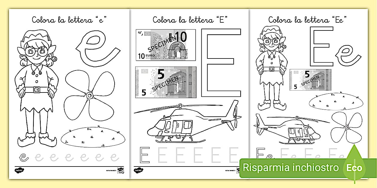 Lettera E | Foglio da colorare