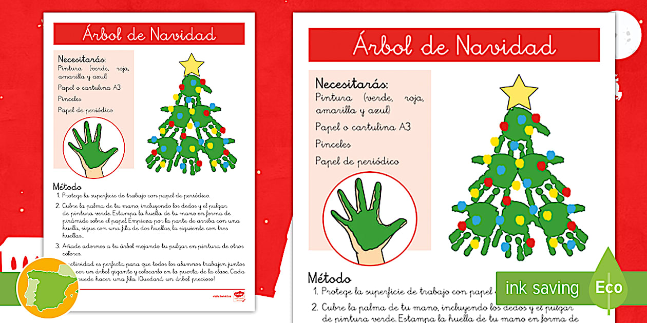 Manualidad: Árbol de Navidad con huellas de manos - Twinkl
