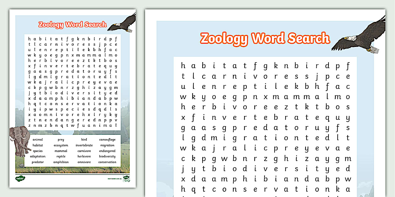 Zoology Word Search (teacher made) - Twinkl