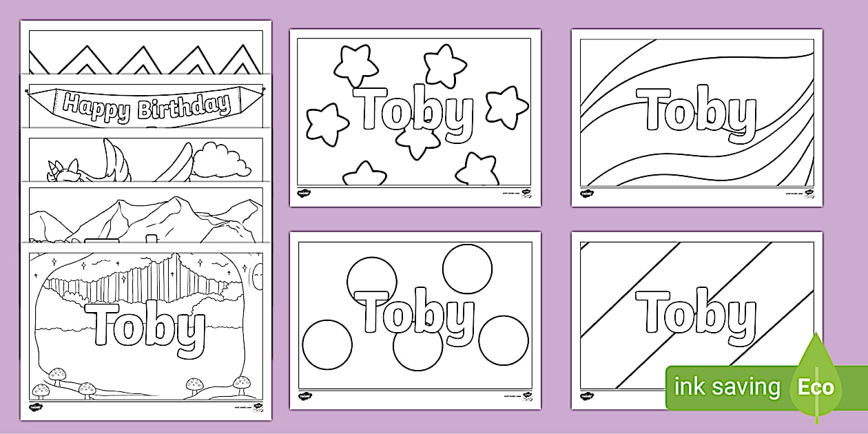 Toby Name Simple Colouring Activity Sheets (teacher made)
