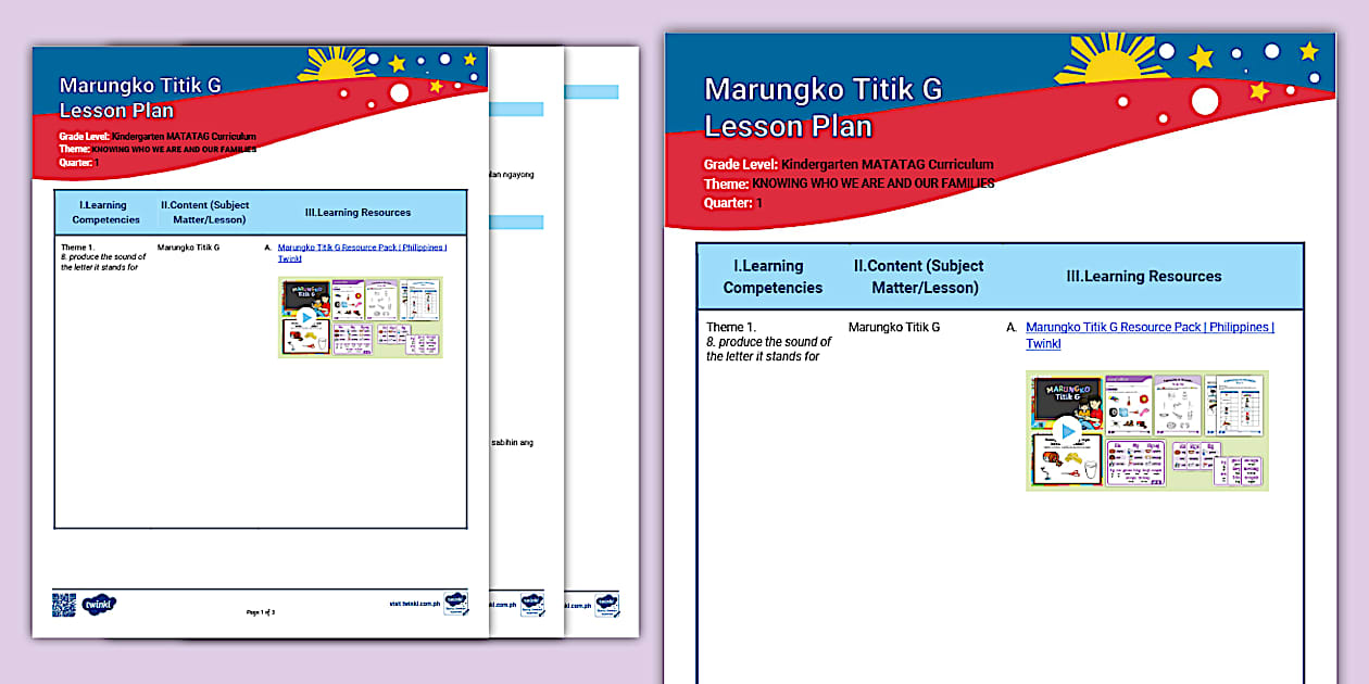 Marungko Titik G Lesson Plan | Philippines | Twinkl - Twinkl