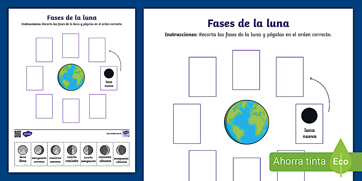 Fases de la luna - actividad para ordenar (teacher made)