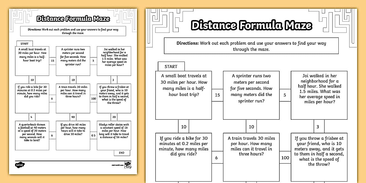 The Distance Formula Maze Worksheet Answers | Twinkl USA