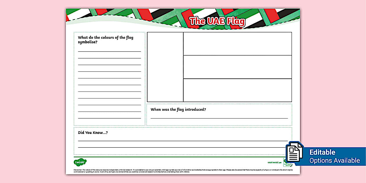 UAE Flag Fact File Template (creat de profesori) - Twinkl