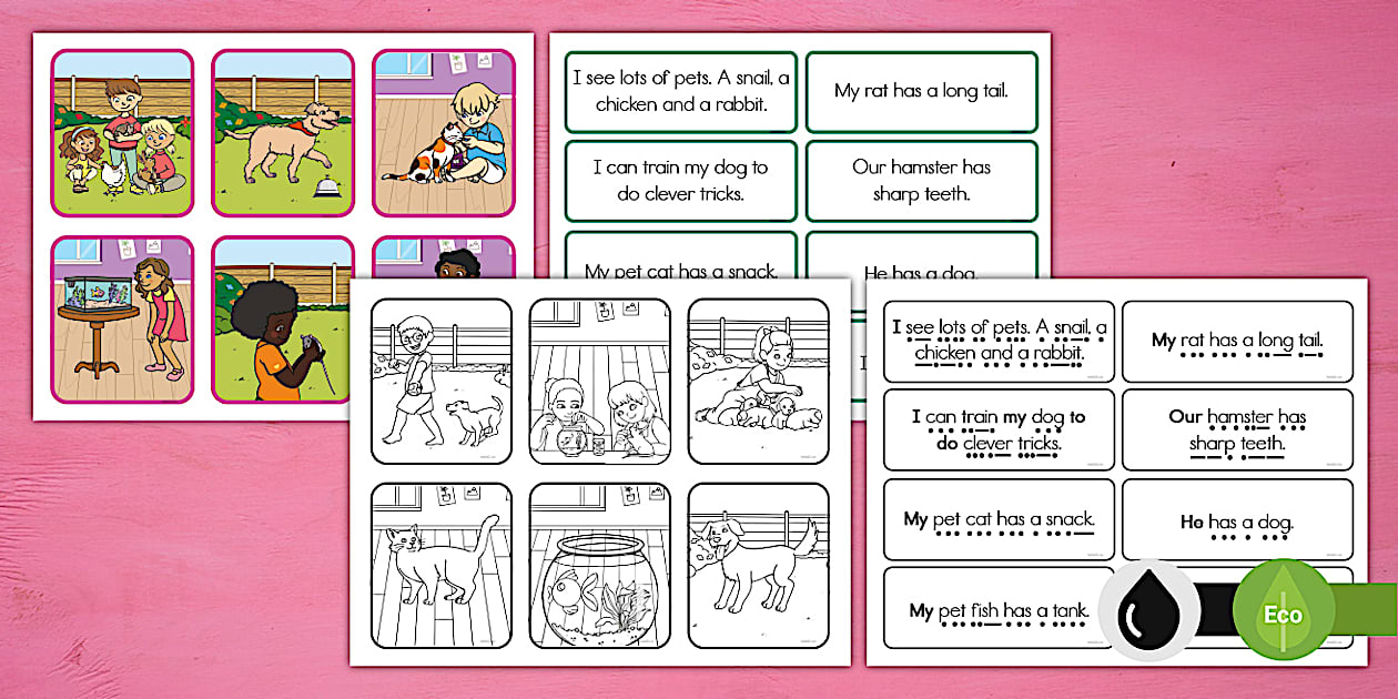 Pets-Themed Sentence to Picture Matching Activity | Twinkl