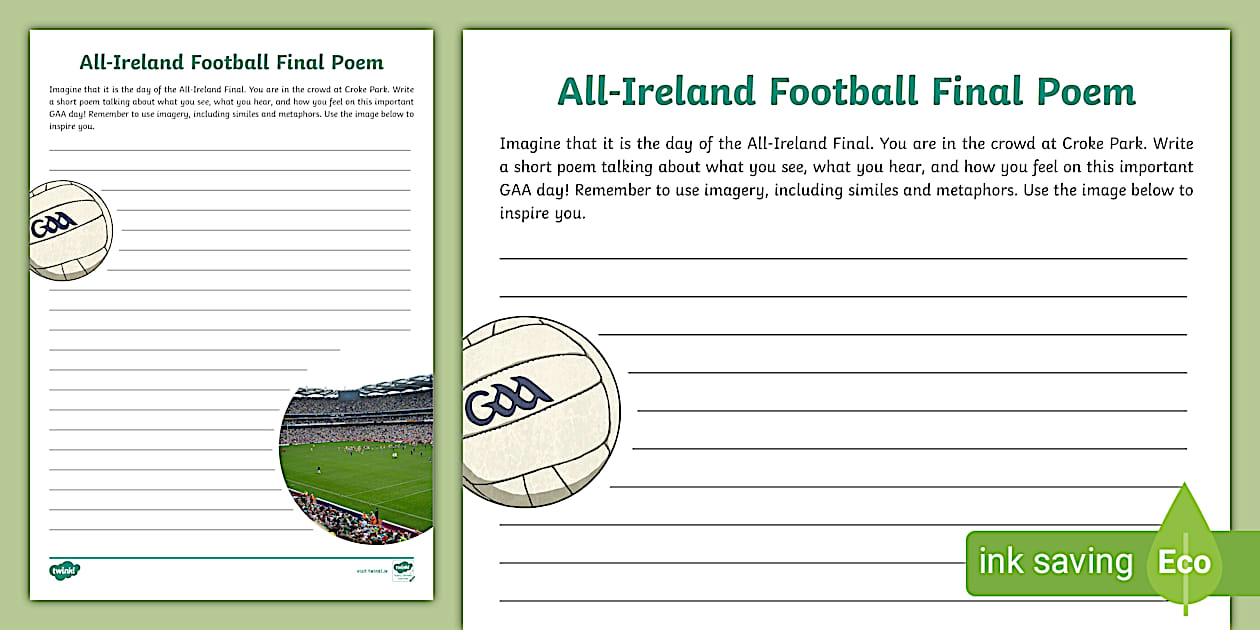 All Ireland Football Final Poem Worksheet / Worksheet