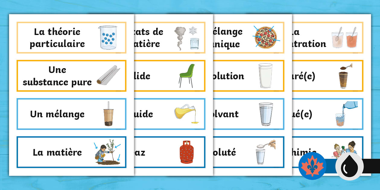 Pure Substances and Mixtures Word Cards French - Twinkl