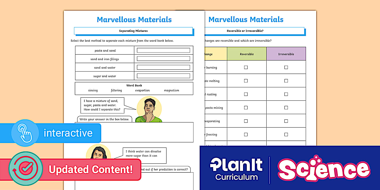 Science: Properties and Changes of Materials: Y5 Interactive PDF