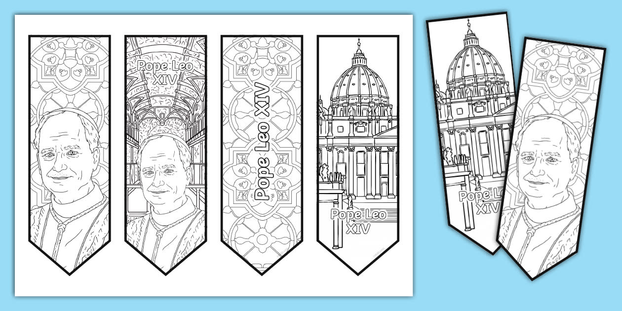 Pope Leo XIV Colouring Bookmarks