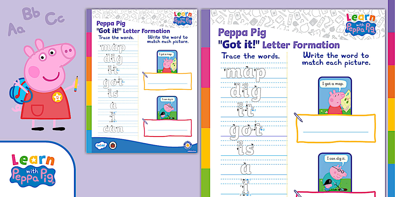 FREE! - Peppa Pig: "Got It!" Letter Formation Worksheet