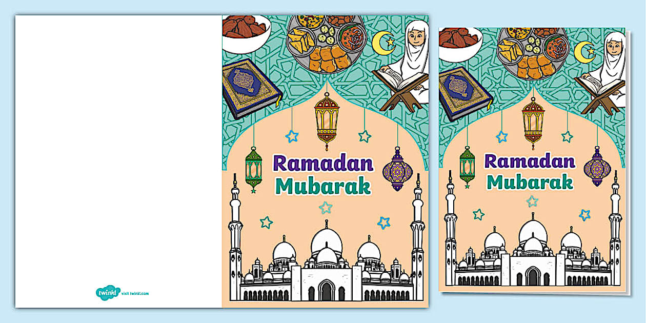 Ramadan Mubarak Greetings Card (teacher made) - Twinkl