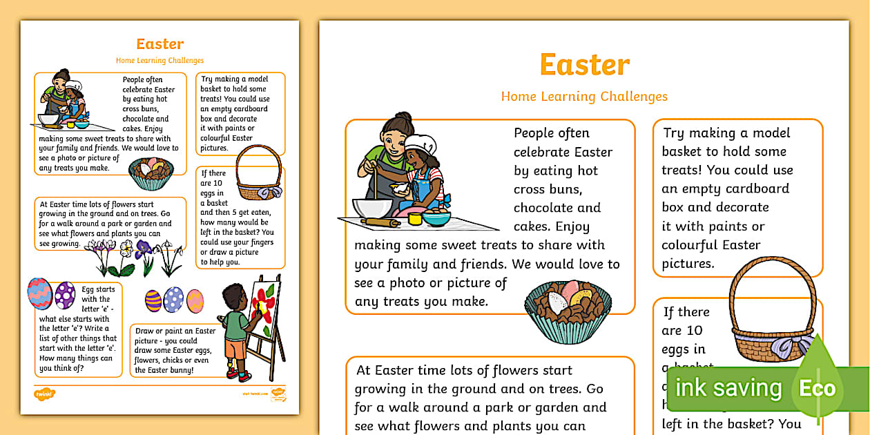 EYFS Easter Home Learning Challenges Reception FS2 - Twinkl