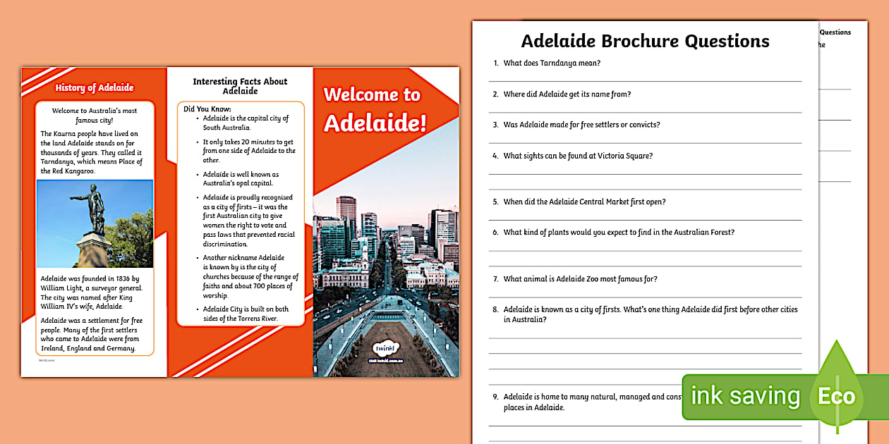Adelaide Reading Comprehension Brochure - Twinkl