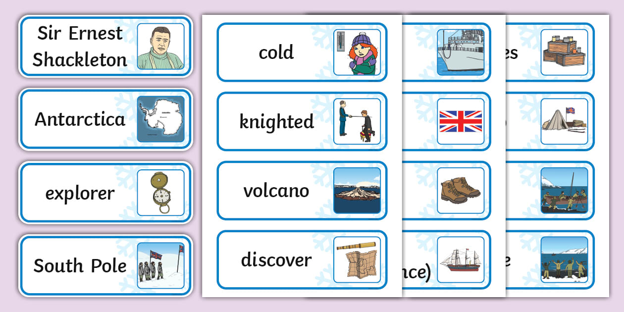 Ernest Shackleton Word Cards - Twinkl - KS1 (Teacher-Made)