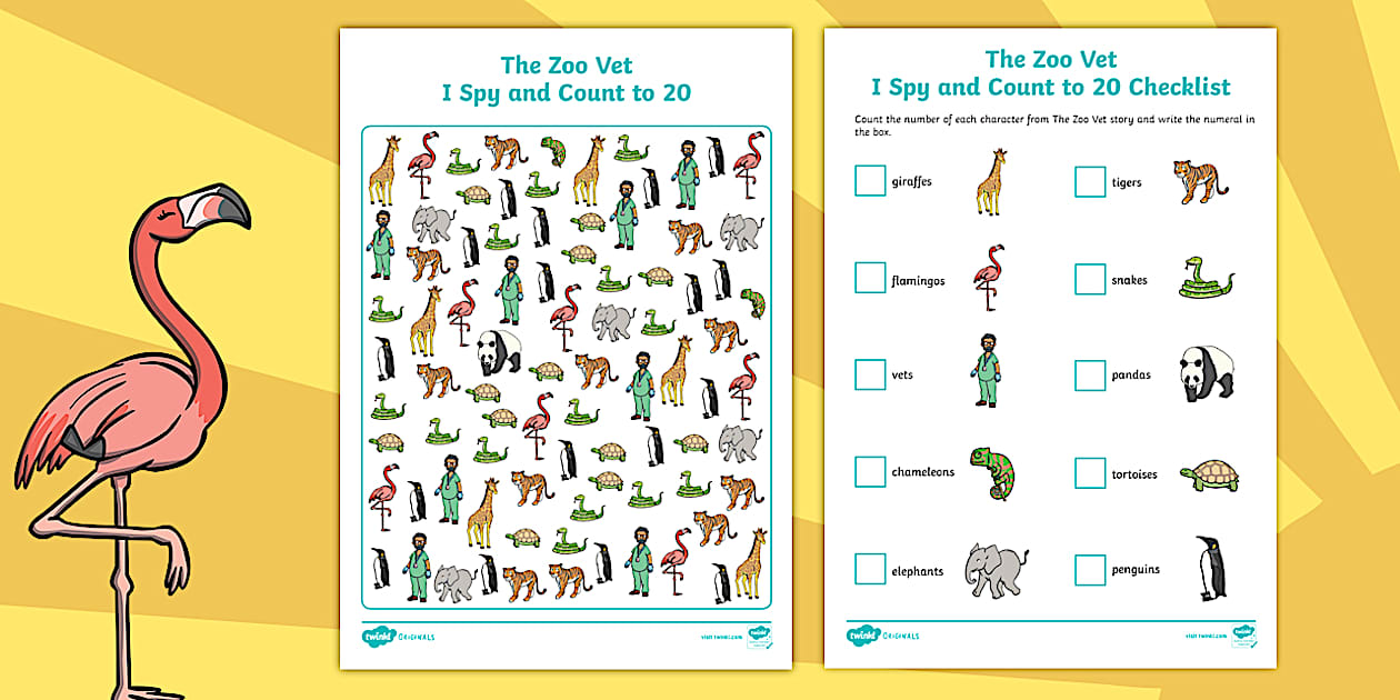 Editable The Zoo Vet I Spy and Count Activity to 20 - Twinkl