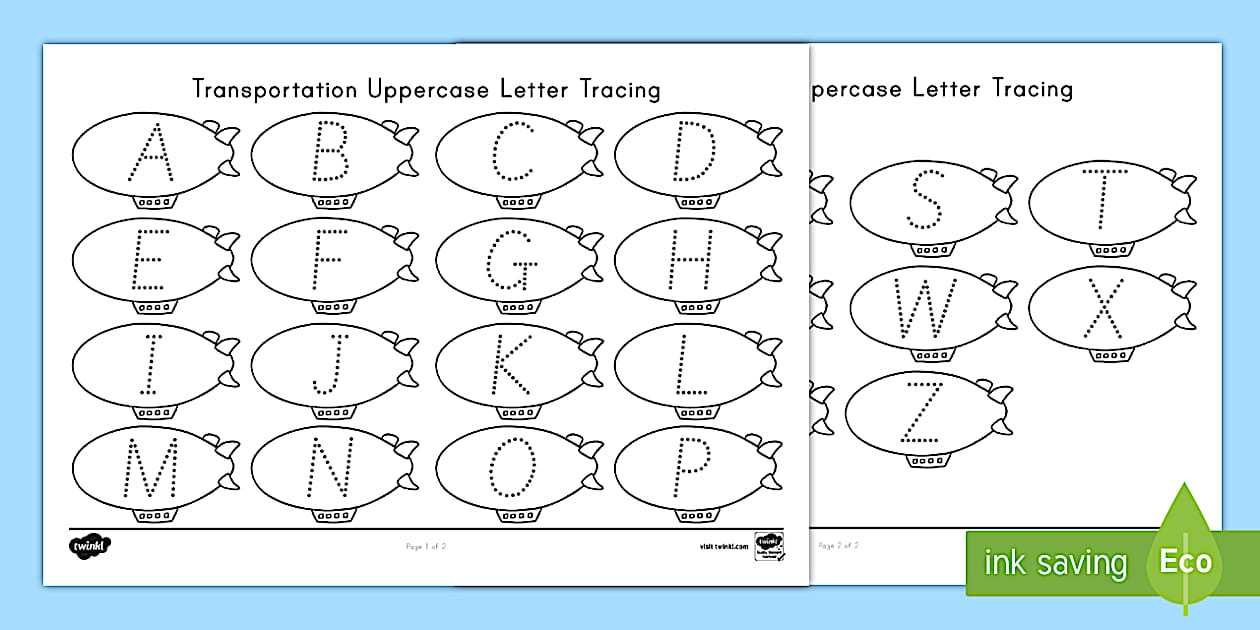 Transportation Uppercase Tracing Letter Template - Twinkl