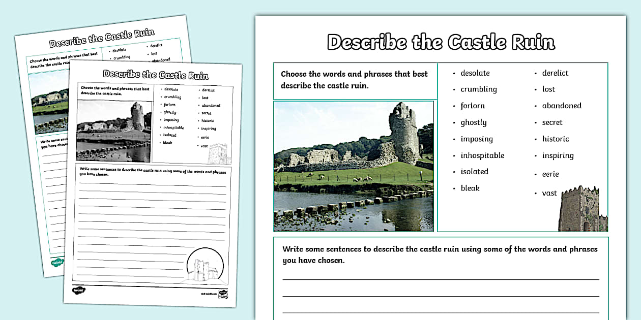Describe the Castle Ruin Worksheet (teacher made) - Twinkl