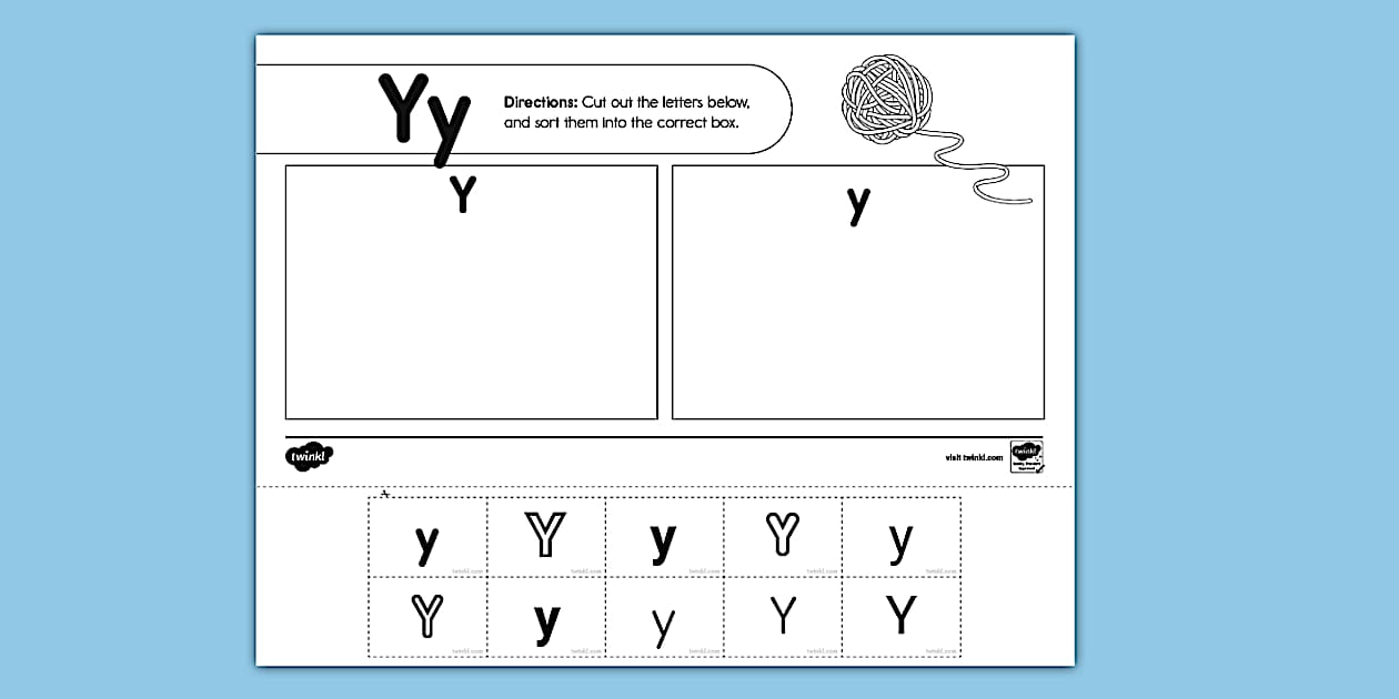 Uppercase and Lowercase Y Sort for PreK-K - Twinkl