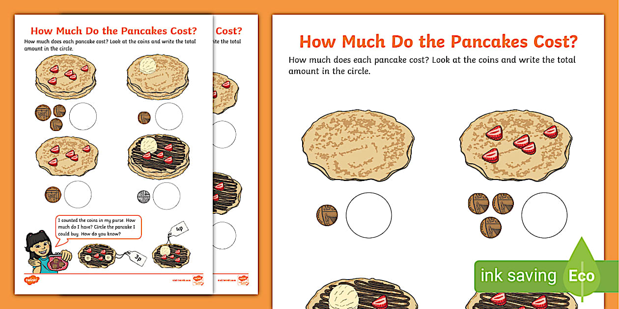👉 Money to 5p: How Much Do the Pancakes Cost? Activity Sheets